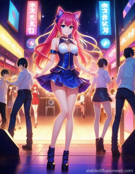 Darkened Anime Night Dance Club Stable Diffusion Online
