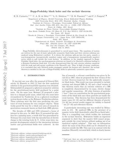 Pdf Bopp Podolsky Black Holes And The No Hair Theorem