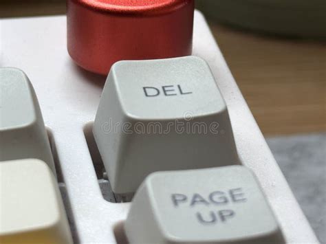 delete button key of a pc computer keyboard white keyboard close up shot stock image image