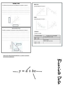 Bivariate Data And Variation Summary Sheet By The Teacher Mumma TPT