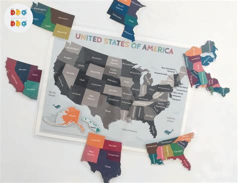 United States Map Puzzle States And Capitals Activity Set Printable