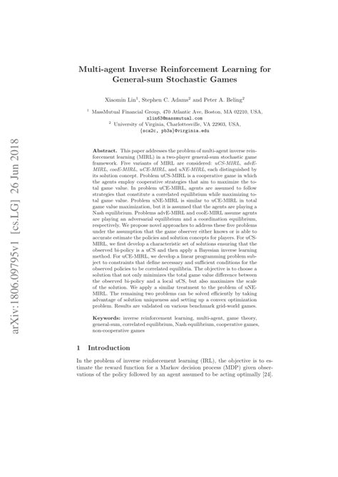 pdf multi agent inverse reinforcement learning for general sum