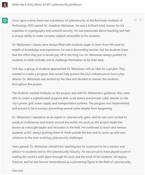 Jonathan S Weissman On Linkedin Chatgpt Cybersecurity Rit 16