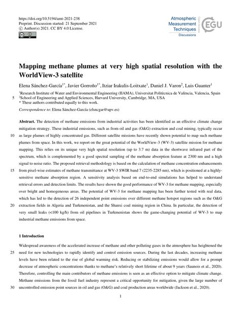 Pdf Mapping Methane Plumes At Very High Spatial Resolution With The Worldview 3 Satellite