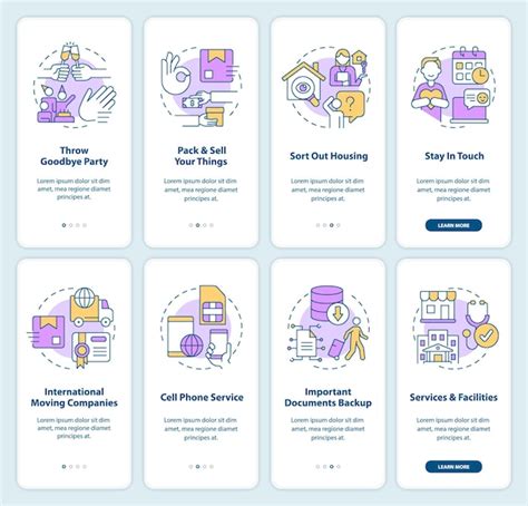 Premium Vector Prepare To Immigrate Tips Onboarding Mobile App Screen Set