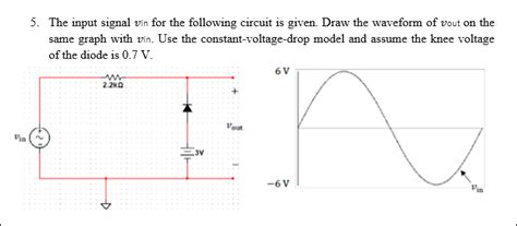 solved 5 the input signal vin for the following circuit is