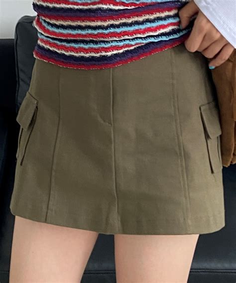 패션 바이 카카오 골반치마바지안감 코너 로우라이즈 카고 미니스커트 4 Color