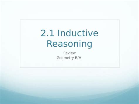 Ppt 21 Inductive Reasoning Review Geometry Rh Inductive Reasoning