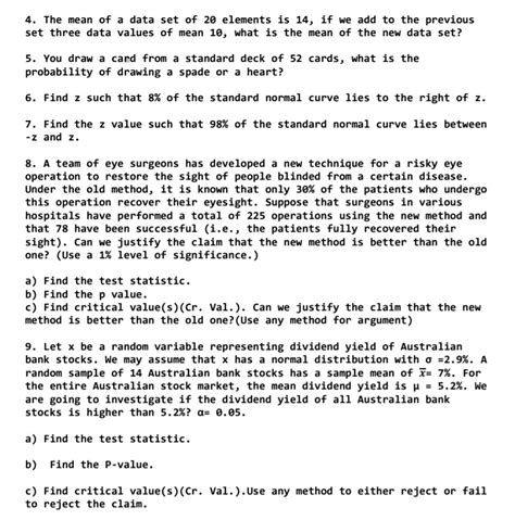 Solved The Mean Of A Data Set Of 20 Elements Is 14 If We Add Three