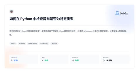 如何在 Python 中检查异常是否为特定类型 Labex