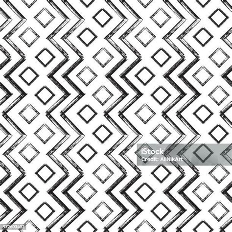 사각형 그리고 지그재그 페인트 브러시 스트로크 완벽 한 패턴입니다 벡터 추상 그런 지 배경 0명에 대한 스톡 벡터 아트 및 기타