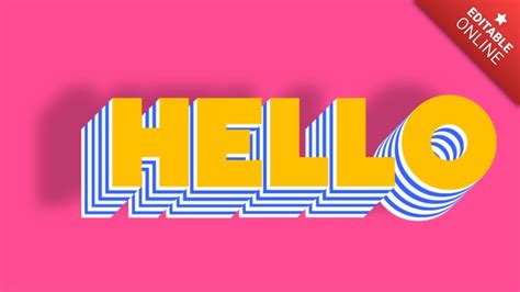 Hello Yellow Blue 3d Text Effect Generator