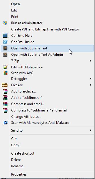 sublime add context menu works for version 2 and 3 windows sublime