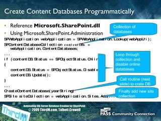 Automating SQL Server Database Creation For SharePoint PPT