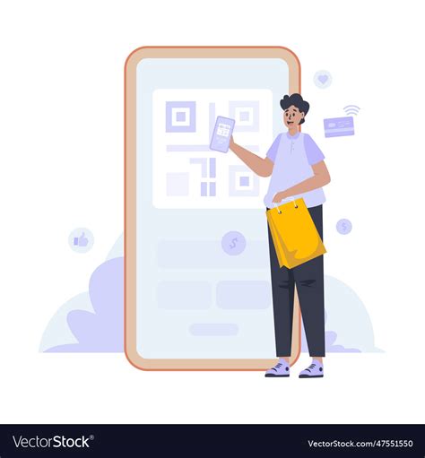 Cashless Payment With Scan Qr Royalty Free Vector Image
