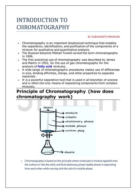 Introduction To Chromatography Docx Chemistry Science
