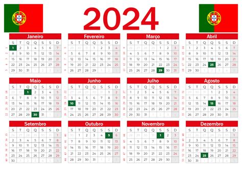 Calendário 2024 Portugal Para Imprimir Com Feriados