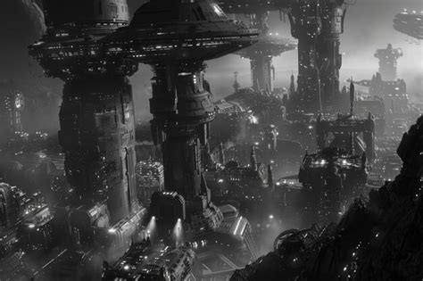 Futuristic Cityscape With Towering Structures Premium Ai Generated Image