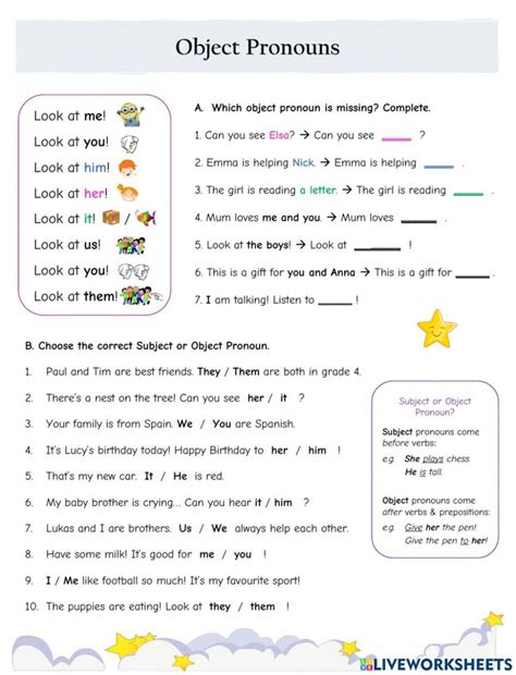 Subject And Object Pronouns Worksheet