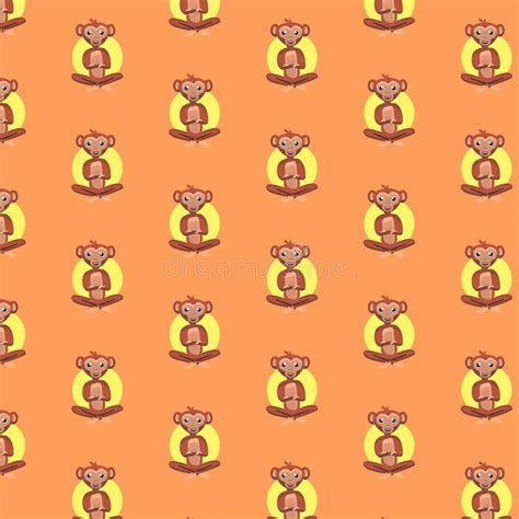 Seamless Pattern Cute Monkey Design Vector Stock Illustration