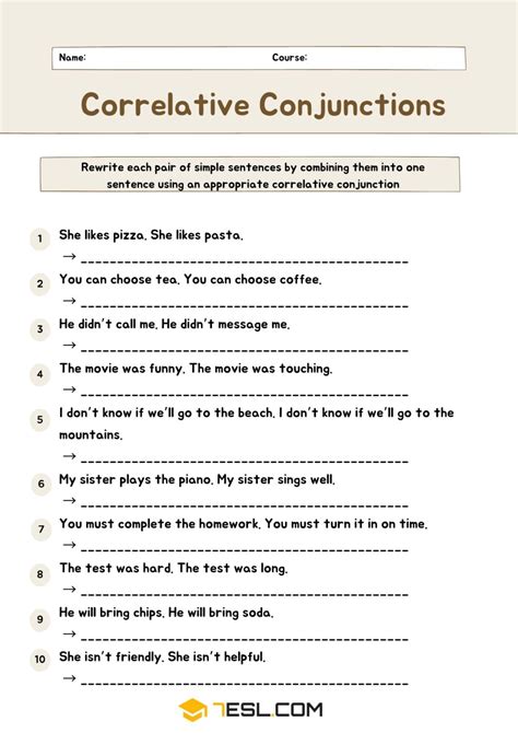 Correlative Conjunctions Worksheets And Exercises • 7esl