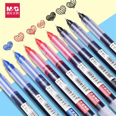 晨光直液式走珠笔高颜值彩色中性笔水性笔黑笔作业神器刷题笔签字笔碳素笔红笔圆珠笔直液笔学生用蓝笔速干笔 虎窝淘