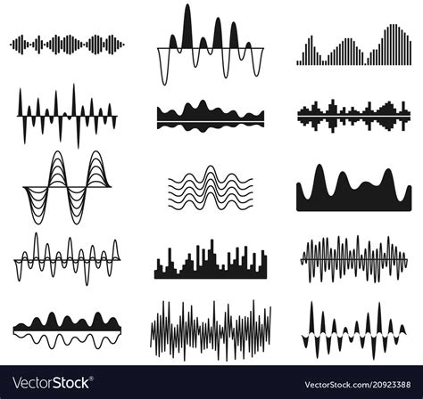 Sound Frequency Waves Analog Curved Signal Vector Image