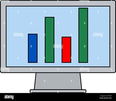 Monitor With Analytics Diagram Icon Editable Outline With Color Fill Design Vector