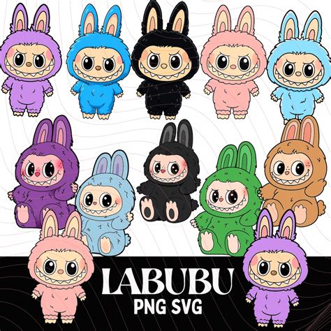 Labubu Png Svg Bundle Cute Kawaii Labubu Clipart Cartoon Labubu
