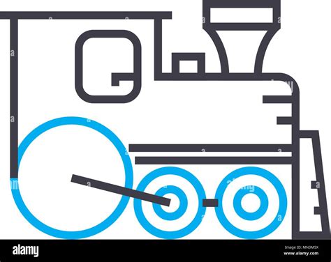 Steam Locomotive Vector Thin Line Stroke Icon Steam Locomotive Outline Illustration Linear