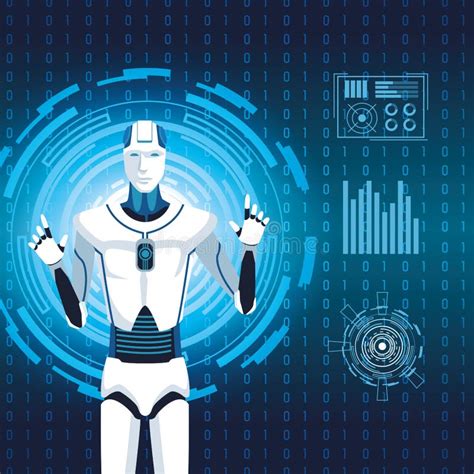 Artificial Intelligence Technology Cyborg Code Binary Future Stock Vector Illustration Of