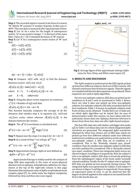 Irjet Analysis Of Epilepsy Using Approximate Entropy Algorithm Pdf