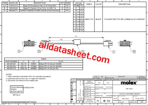1700010110 Datasheet Pdf Molex Electronics Ltd