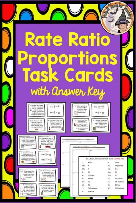 Rate Ratio Proportion Task Cards With Answer Key