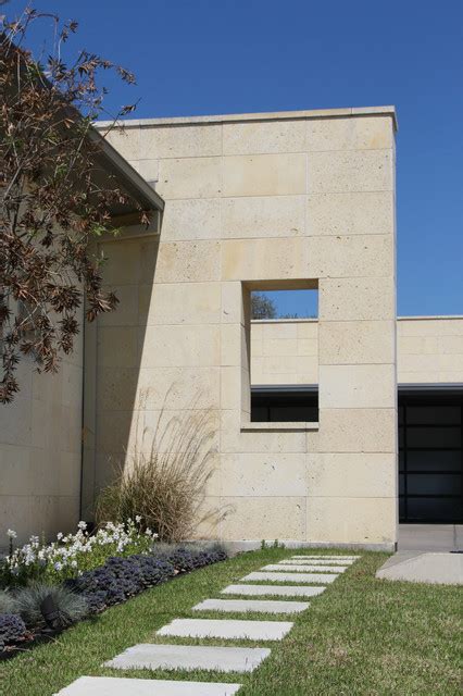 Limestone Wall Cladding Contemporary House Exterior Austin By