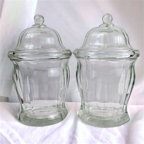 Set Of 2 Vintage Glass Cannisters