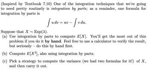 Solved Inspired By Textbook 710 One Of The Integration
