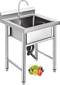 Lavello In Acciaio Inox Autoportante 1 Vasca Lavandino Commerciale Con
