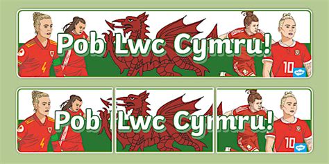 Pêl Droed Merched Cymru Baner Pob Lwc Teacher Made