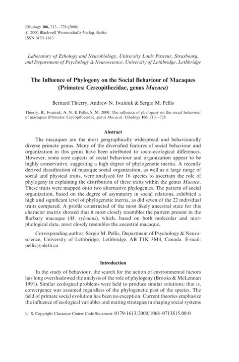 Pdf The Influence Of Phylogeny On The Social Behaviour Of Macaques Primates Cercopithecidae