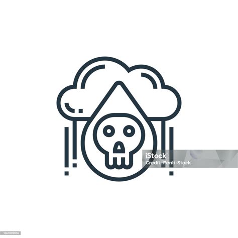 흰색 배경에 격리 된 산비 벡터 아이콘 개요 웹 사이트 디자인 및 모바일 응용 프로그램 개발을위한 얇은 라인 산성 비 아이콘 얇은 선 산 비 윤곽선 아이콘 벡터