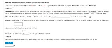 [solved] A Proton Moving Perpendicular To A Uniform Magne