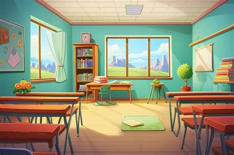 Cartoon Classroom Background Images Premium Ai Generated Image
