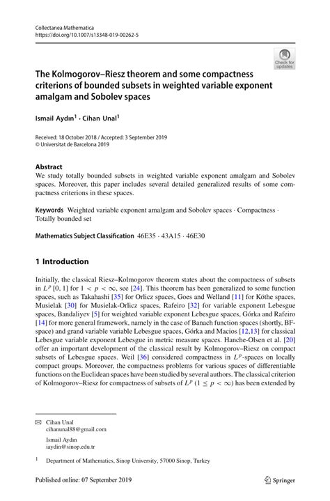 Pdf The Kolmogorov Riesz Theorem And Some Compactness Criterions Of Bounded Subsets In