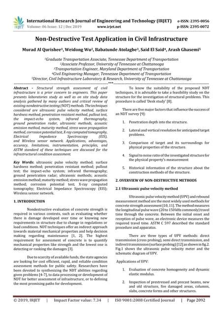 Irjet Non Destructive Test Application In Civil Infrastructure Pdf