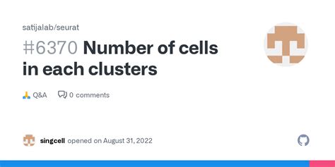 Number Of Cells In Each Clusters · Satijalab Seurat · Discussion 6370 · Github