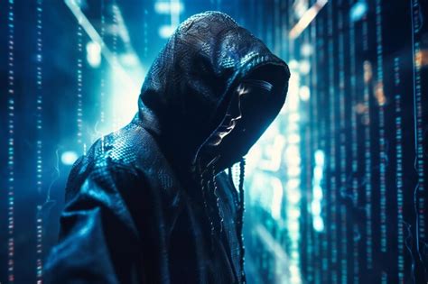 Premium Photo Hacker Cracking A Digital Password Shrouded In Darkness With Binary Code Backdrop