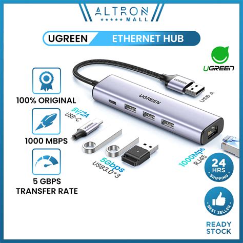Ugreen Usb Ethernet Adapter 1000mbps Usb3 0 Ethernet Hub Usb Laptop Xiaomi Mi Box Computer
