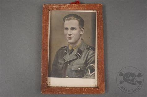 Original German Wwii Framed Colorized Portrait Photo Of Waffen Ss Sturmmann
