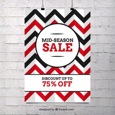 Free Vector Zig Zag Lines Sales Poster
